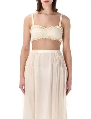 Dries Van Noten Cotton Top With Ruffle Detail - Beige