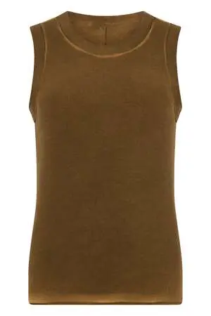 UMA WANG Ribbed Viscose Tank Top With Round Neck - Brown