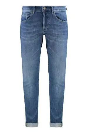 DONDUP George Skinny Jeans With Metal Buttons & Roll-up Cuff Detail - Denim
