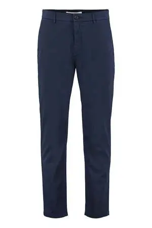 DEPARTMENT 5 Stretch Cotton Chino Trousers With Back Flap Pockets - Blue