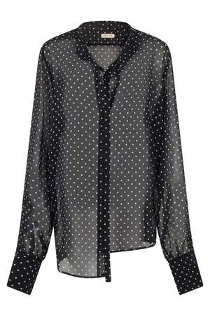 THE MANNEI The Mannei Elegant Silk Polka Dot Shirt