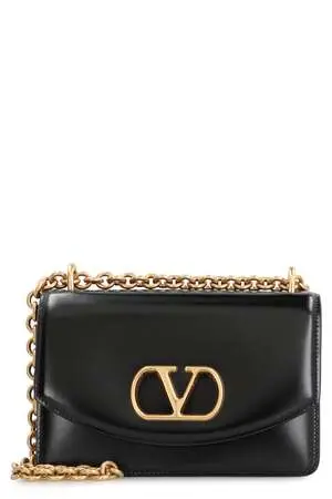 Valentino Garavani Vain Mini Calf Leather Crossbody Bag - Black
