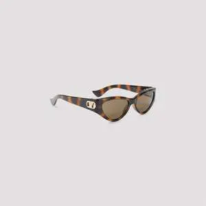 Valentino Garavani VALENTINO EYEWEAR Acetate Cat Eye Sunglasses With Gold Tone V Logo Brown