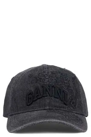 GANNI Embroidered Visor Cap With Adjustable Back - Grey