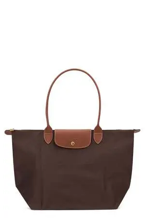 Longchamp Le Pliage Large Nylon Tote Handbag - Brown