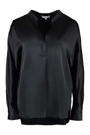 Vince Silk V-neck Blouse - Black