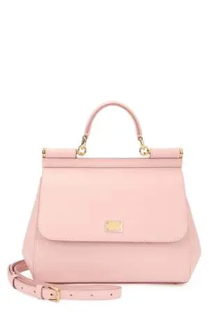 Dolce & Gabbana Sicily Mini Calfskin Dauphine Handbag - Pink
