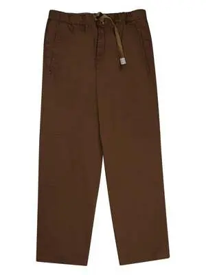 WHITE SAND Cotton Pima Pants With Belt - Brown