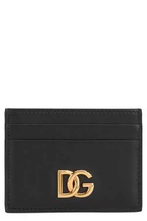 Dolce & Gabbana Mini Leather Cardholder Wallet With Gold Logo