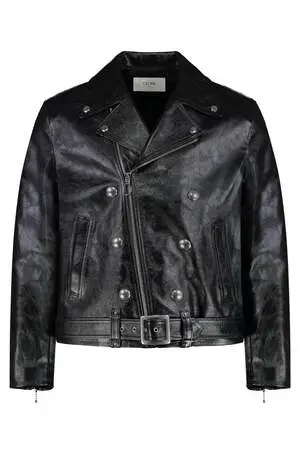 Celine Calf Leather Biker Jacket - Black