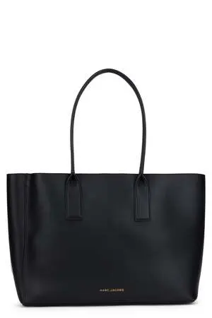 Marc Jacobs Leather Tote Handbag 46 Cm, 53 Cm X 13 Cm With Long Handles - Black