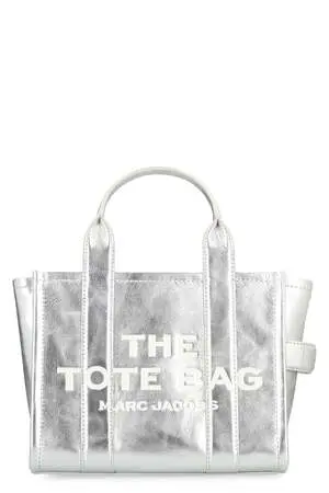 Marc Jacobs Mini Metallic Leather Tote Handbag - Silver
