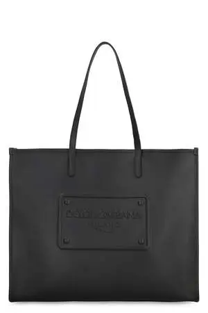 Dolce & Gabbana Smooth Leather Tote Handbag With Magnetic Closure - Black
