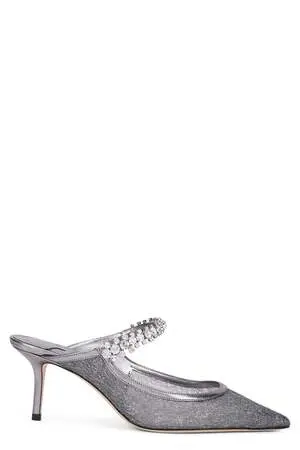 JIMMY CHOO Pointed Toe Kitten Heel Shoe With Rhinestone Strap
