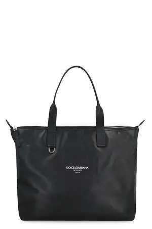 Dolce & Gabbana Adamo Smooth Calf Leather Tote Bag - Black