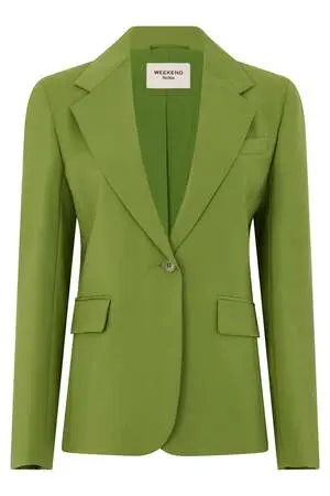 Max Mara Elegant Single-breasted Lapel Jacket With One-button Closure - Green
