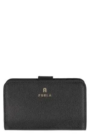 Furla Camelia Grainy Leather Mini Wallet - Black