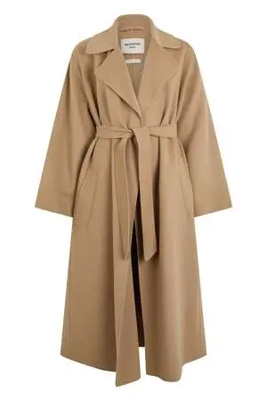 Max Mara Weekend Long Virgin Wool Belted Jacket - Camel