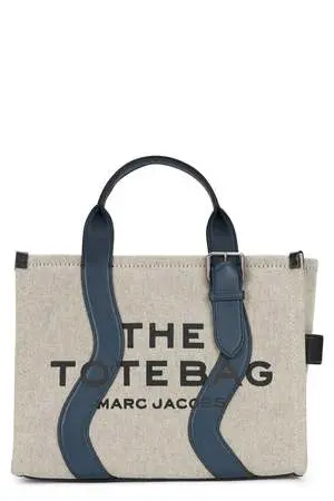 Marc Jacobs Canvas Tote Handbag With Printed Logo And Top Handles - Beige