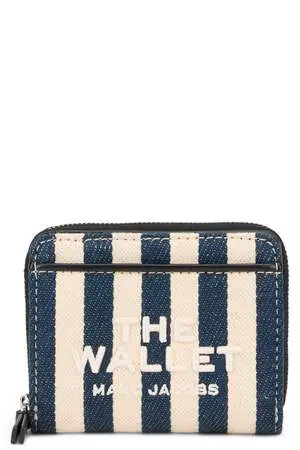 Marc Jacobs Compact Fabric Wallet With Zip Closure And Stripe Detail