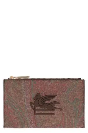 Etro Logo Print Flat Pouch - Brown