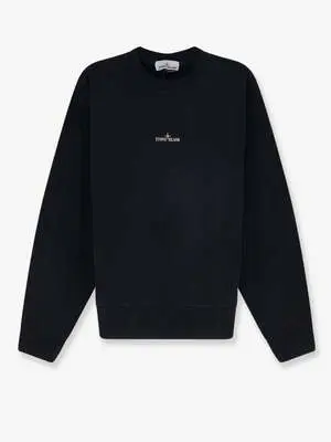 Stone Island Cotton Crewneck Sweatshirt With Chest Logo And Back Print - Nero
