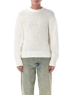 SUNFLOWER Crew Neck Sweater In Bio Cotton And Recycled Polyamide - White