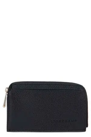 Longchamp Long Rectangle Mini Leather Wallet With Zip Closure - Black