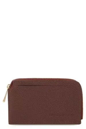 Longchamp Leather Wallet With Zip Closure - Brown