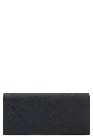 Longchamp Leather Wallet Mini Minimalist Compact Card Case - Black