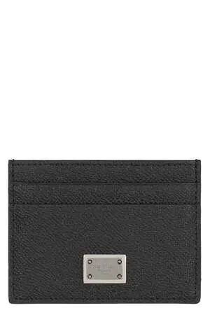 Dolce & Gabbana Pebbled Calfskin Mini Leather Card Holder - Black