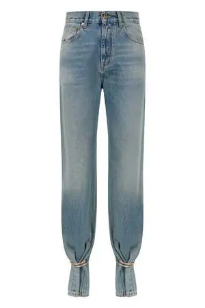 DARKPARK Straight Leg Jeans With Jewel Detail - Light Blue