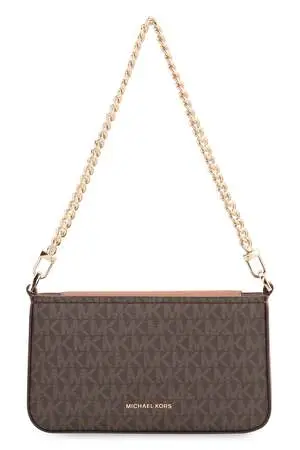 Michael Kors Bryant Pouch Handbag In Printed Canvas With Chain Handle & Removable Shoulder Strap