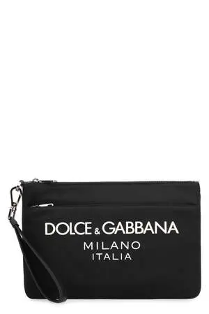 Dolce & Gabbana Nylon Pouch Handbag With Detachable Wrist Strap - Black