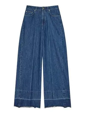 Givenchy Mid-rise Wide-leg Jeans With Contrast Leather Label - Blu
