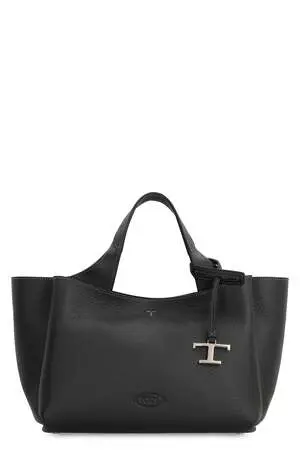TOD`S Tod's Pebbled Calfskin Mini Leather Handbag With Removable Shoulder Strap - Black