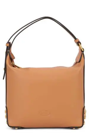 TOD`S Tod's Mini Handbag With Metal Dots, Calfskin, Top Handle - Camel