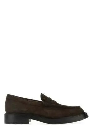 TOD`S Tod's Suede Loafers With Decorative Stitching - Brown