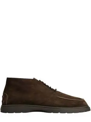 TOD`S Tod's Front Lace-up Round Toe Calfskin Boots - Brown
