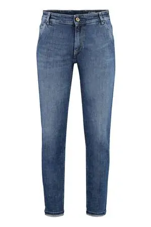 PT TORINO Indie Slim Fit Jeans With Roll-up Cuff Detail - Denim