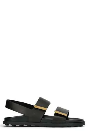 TOD`S Tod's Modern Minimalist Leather Sandals With Metallic Detail - Black