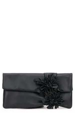 JIMMY CHOO Lambskin Leather Clutch With Floral Detail