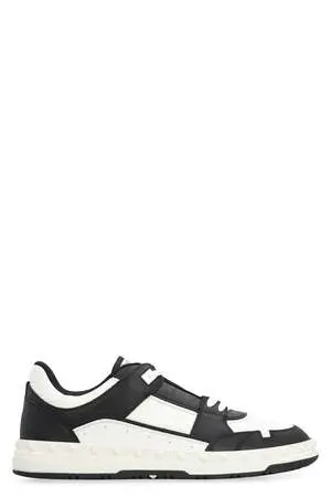 Valentino Garavani Low-top Leather Sneaker With Contrasting Inserts - Black