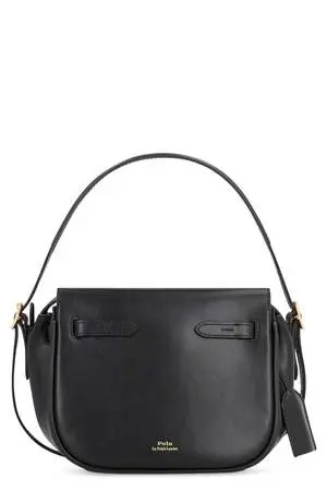 Polo Ralph Lauren Polo Id Mini Leather Handbag With Removable Strap - Black
