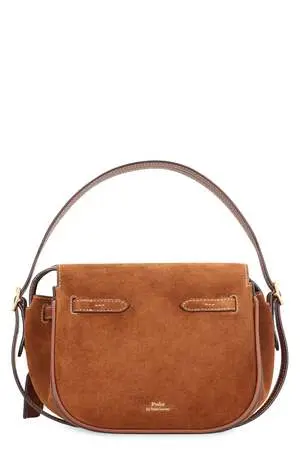 Polo Ralph Lauren Polo Id Suede Handbag With Removable Strap - Brown