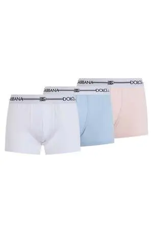 Dolce & Gabbana 3-pack Cotton Boxers With Contrast Elastic Waistband - Multicolor