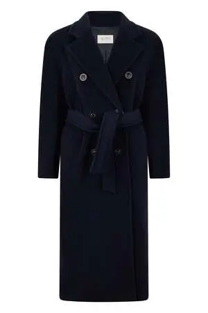 Max Mara Classic Wool- Cashmere Jacket With Collar And Belt - Blue