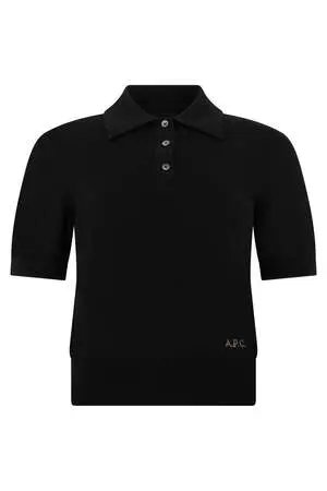 A.p.c. Cotton Knit Polo With Three-button Polo Collar - Black