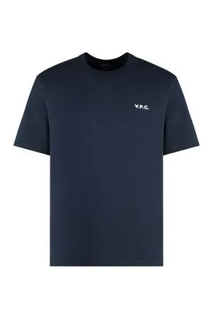 A.p.c. Cotton Boxy Fit Velvet Effect T-shirt - Blue