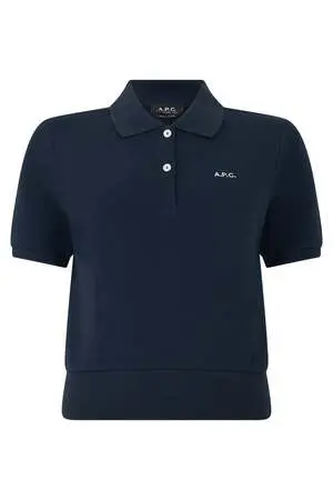 A.p.c. Soft Cotton Short-sleeve Polo Shirt With Embroidered Chest Logo - Blue